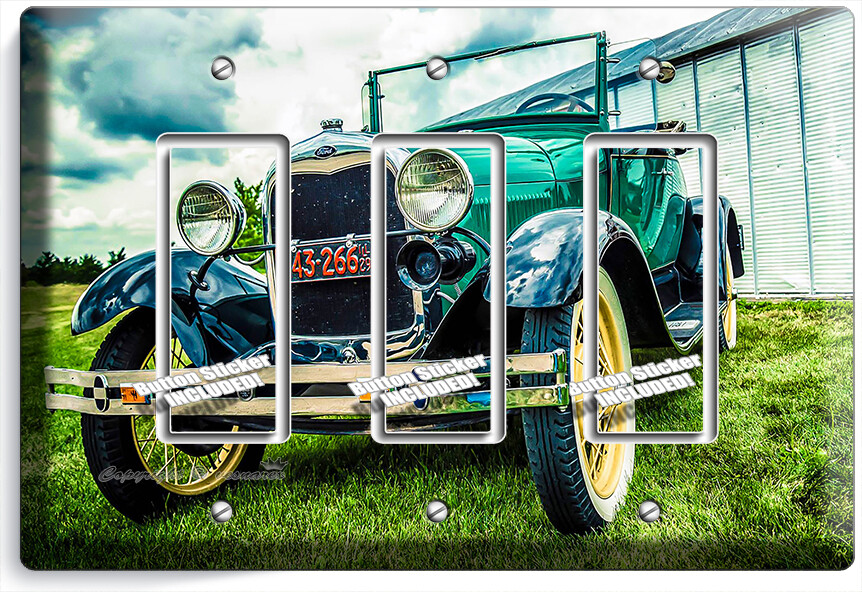 VINTAGE RETRO GREEN CAR LIGHT SWITCH OUTLET WALL PLATE GARAGE AUTO SHOP ...