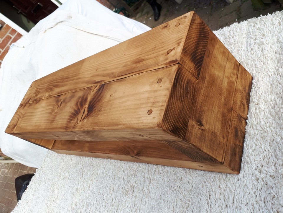 TV stand Chunky Rustic Side Table Wooden Sleeper 90cm cabinet lcd ...