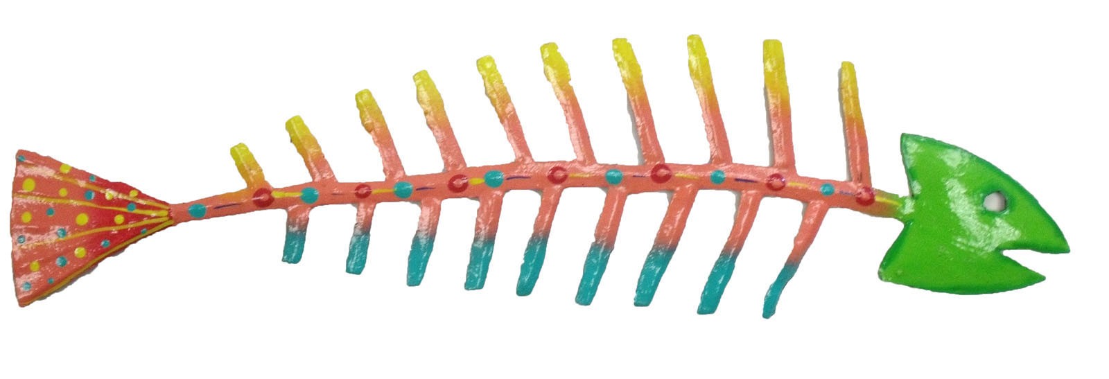 Handcrafted Tropical Fish Fishbones Skeleton Haitian Metal Art Green 20 ...