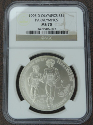 1995-D Paralympic Blind Runner Unc Silver Dollar NGC MS 70 ...