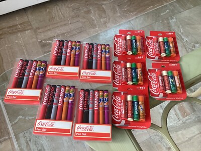Lot of 5 COCA-COLA PEN SETS & LIP SMACKERS - GOODY BAG FILLERS PARTIES ...