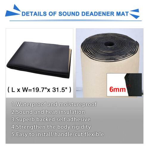 236mil 6mm Auto Sound Acoustic Noise Absorb Dampening Deadening Mat 19. ...