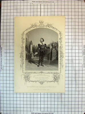 Original Old Antique Print Portrait Mr Davidge Malvoilio Theatre Actor ...