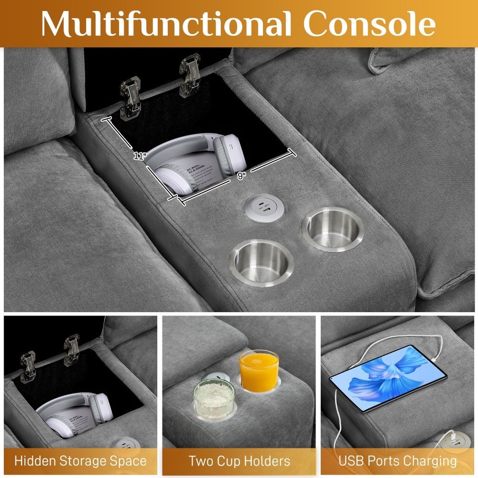 145" Large 6 Seat U Shaped Oversized Modular Sectional Sofa Couch with ...