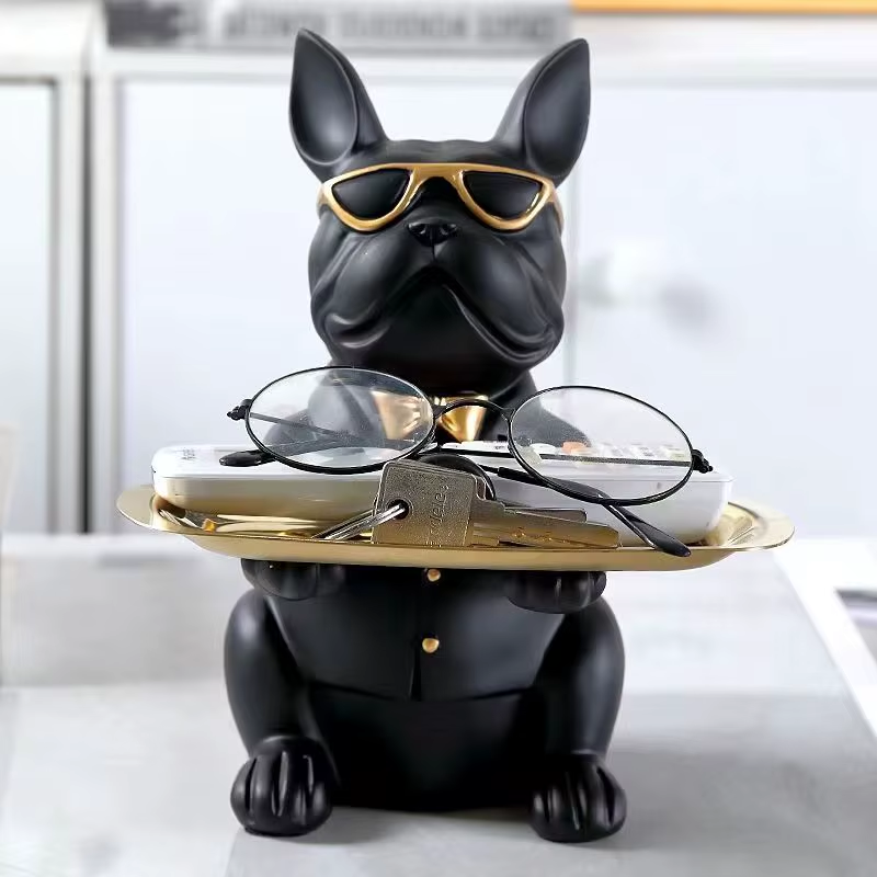 Multi Functional Bulldog Tray Animal Statue Creative Ornament Living ...