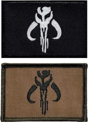 Mandalorian Skull Embroidered Morale Patch - 2PC Bundle -3.0 X 2.0 HOOK | eBay