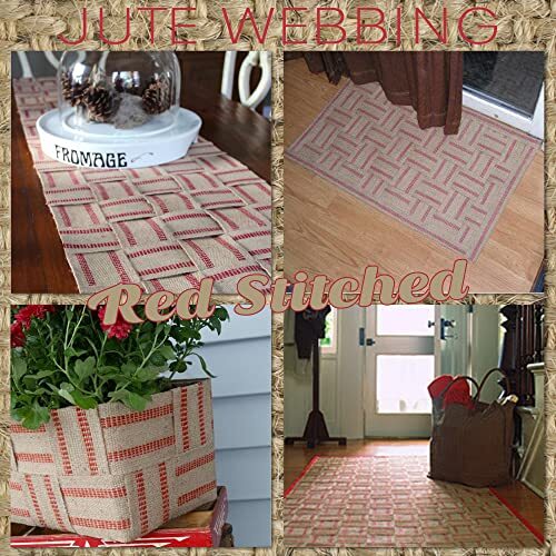 Red Jute Webbing 2 Inch Upholstery Webbing Jute Webbing Burlap with Red ...