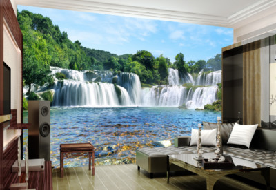 3D Jungle Waterfall 02 Wall Paper Murals Wall Print Wall Wallpaper ...