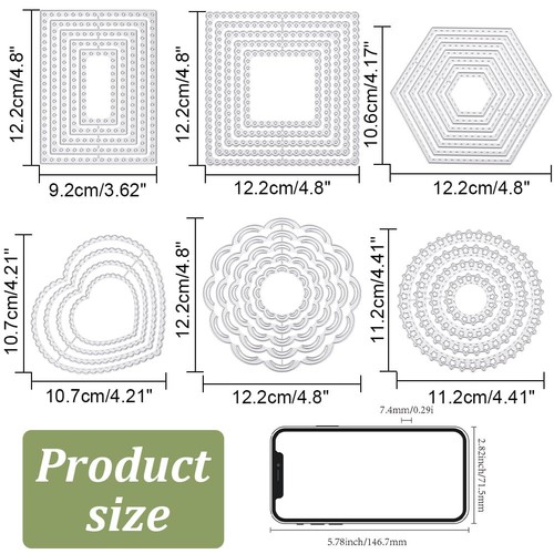 6 Styles Frame Metal Die Cuts Rectangle Die Cut Shapes Heart Cutting ...
