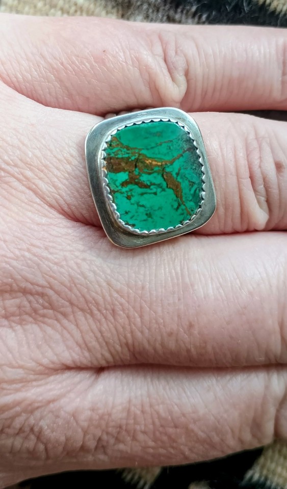 Handmade Sterling Silver square stone AZ Turquoise ring 11.25 | eBay