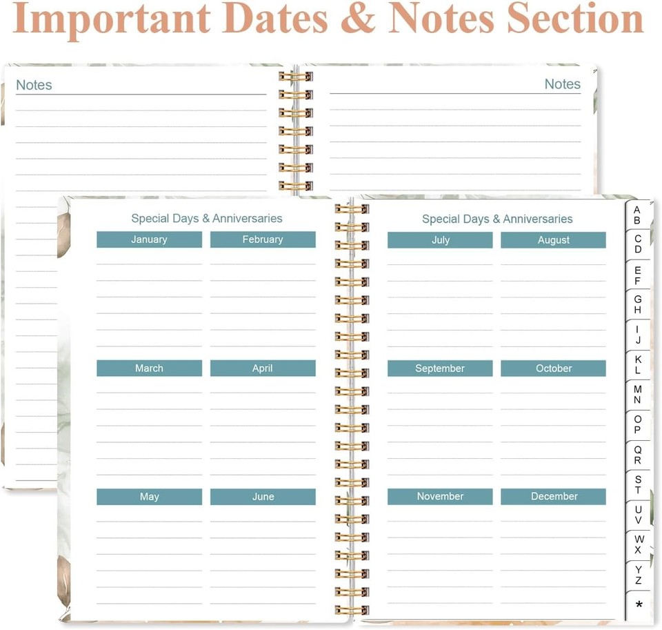 Address Book with Alphabetical Tabs Small Spiral Notebook Contacts ...