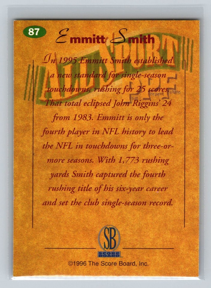 1996-97 Score Board All Sport PPF #87 Emmitt Smith | eBay