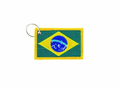 Keychain keyring embroidered embroidery patch double sided flag brazil ...