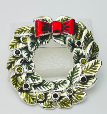 High Quality New Enamel Crystal Wreath Christmas Pin/Brooch | eBay
