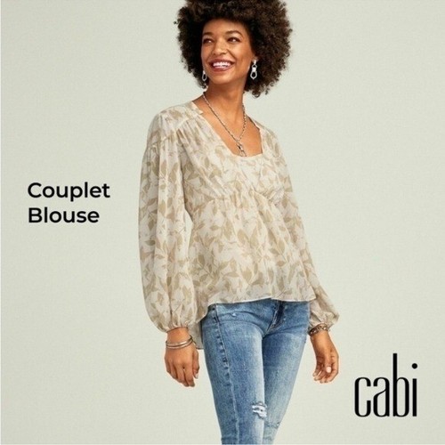 Cabi 4156 Couplet Two Piece Blouse M Silverleaf Tank Sheer Top Long Sleeve | eBay