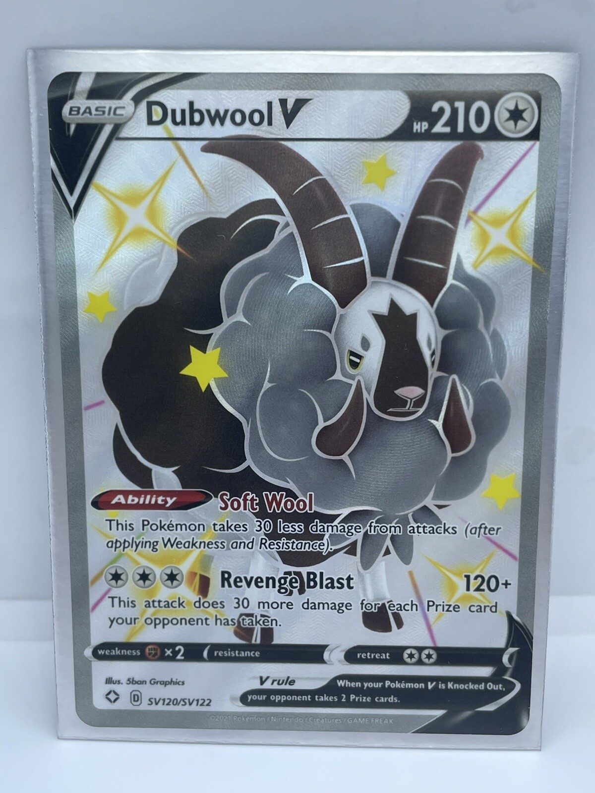 Pokemon Shining Fates Dubwool V Shiny Full Art Holo Rare SV120/SV122 ...