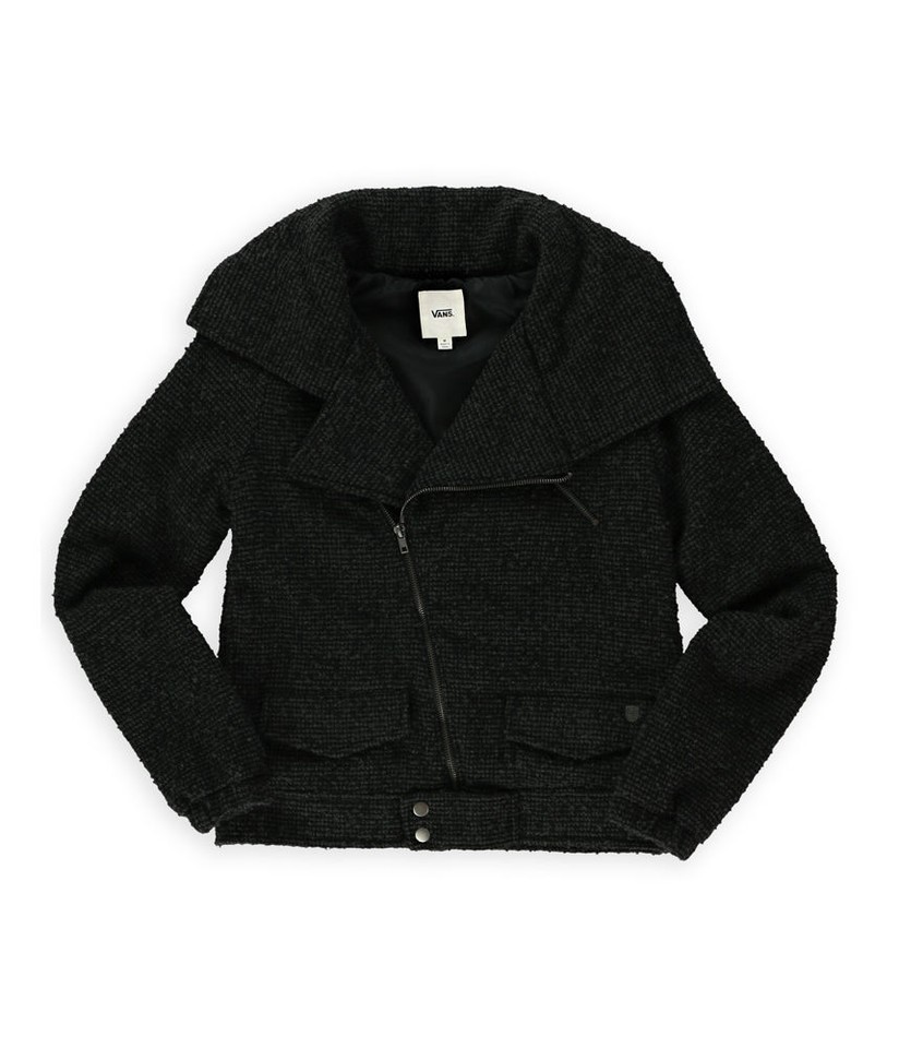 NEW Vans WOMENS JAMIE Jacket BLACK L LG COAT PARKA WOOL MIX MOTO ...