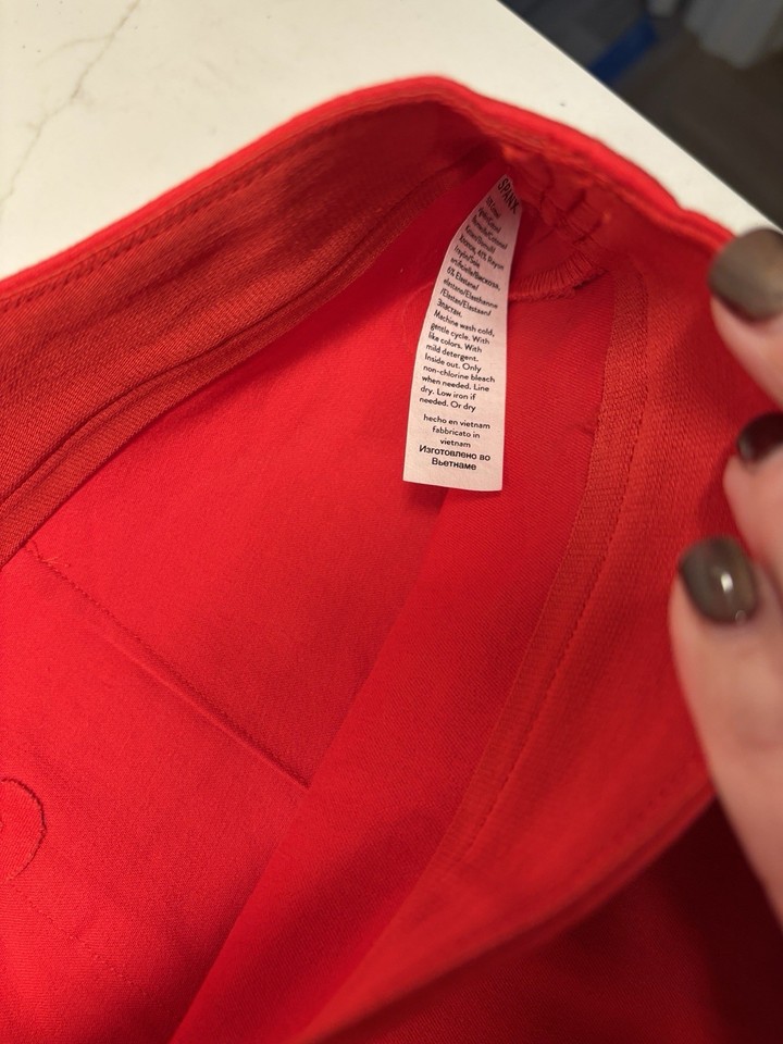 SPANX Pants Women's Large True Red Polished Kick Flare Pull On Ankle ...