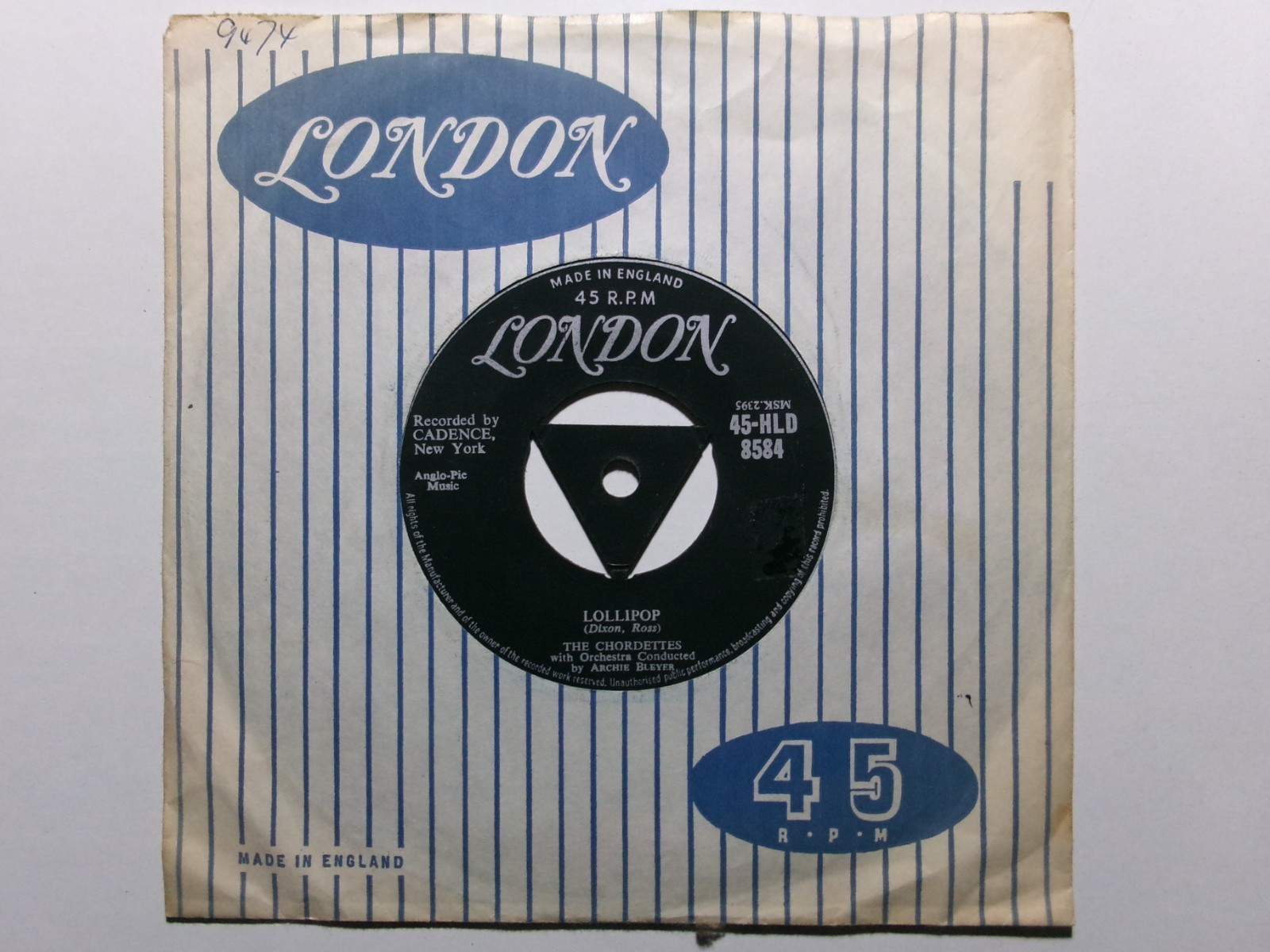 THE CHORDETTES LOLLIPOP LONDON 45-HLD 8584 POP ROCK TRI CENTRE | eBay UK