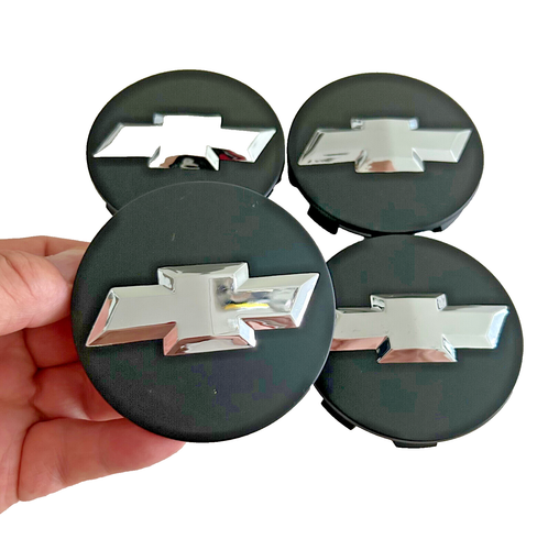 Black Chevy Wheel Center 4 Caps Chrome Logo Emblem for Chevrolet ...