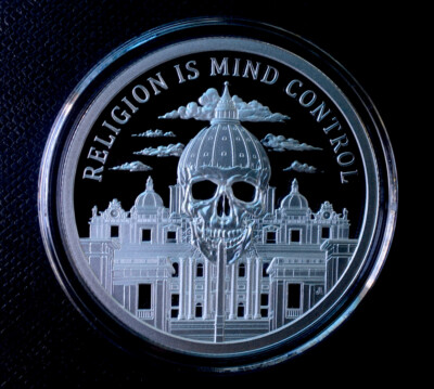 1 oz silver proof Religion is Mind Control .999 Pure COA Box Christian ...