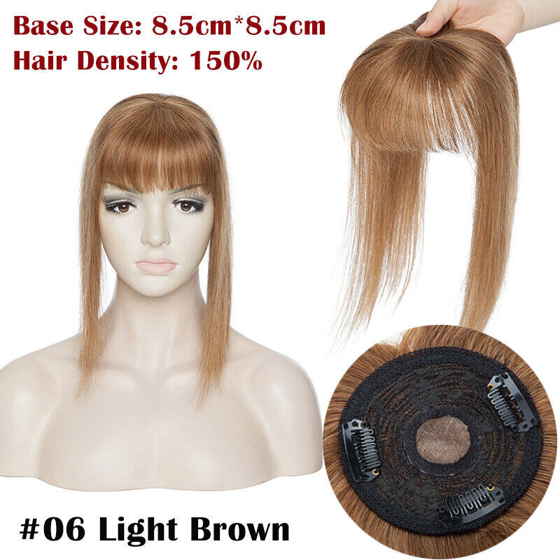 Natural Topper Hairpiece Clip In REMY 100% Human Hair Silk Base Toupee ...