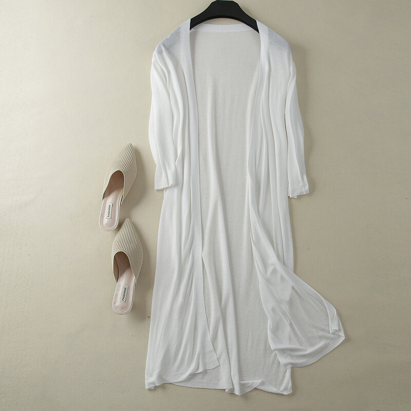 Womens Summer Long Sleeve Cardigan Mesh Sheer Coat Jacket Open Loose ...