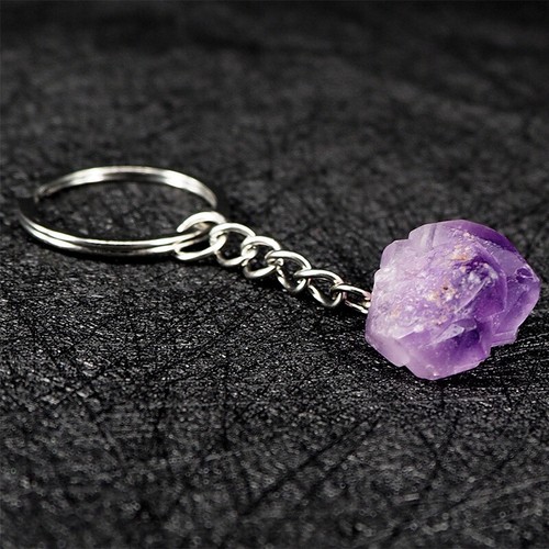 100pcs Amethyst Key Chain Natural Amethyst Crystal Point Chain Gemstone ...