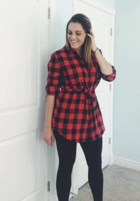 Flannel Tunic Buffalo Check - Red/Blk | eBay