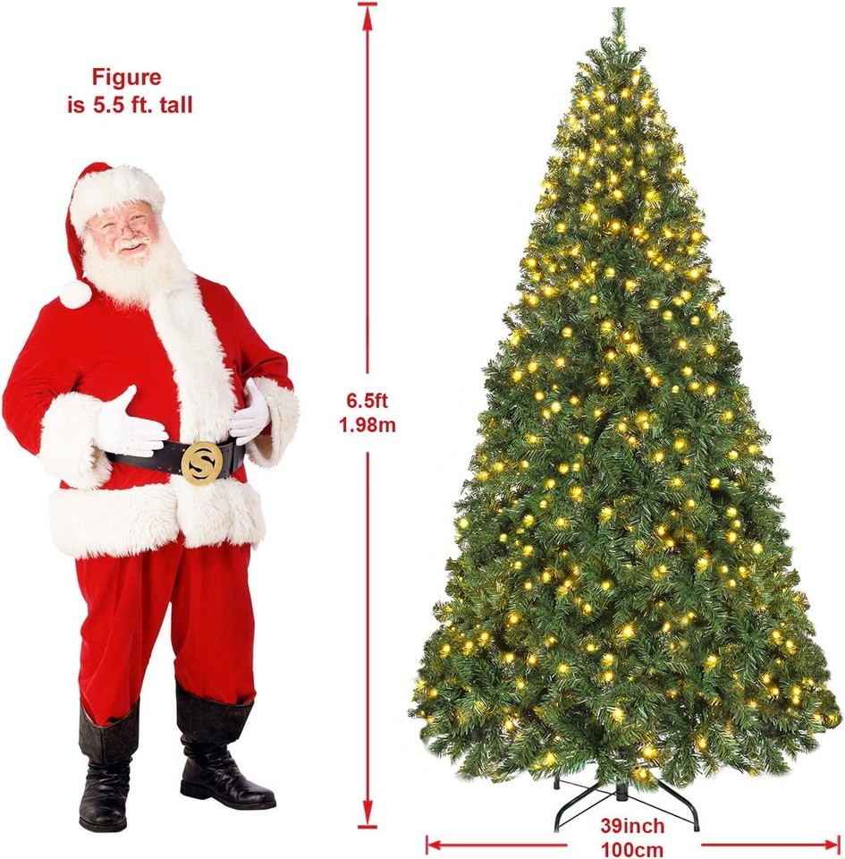 6.5/7.5 Feet Christmas Tree Artificial Tree Holiday Decorations 250 LED ...
