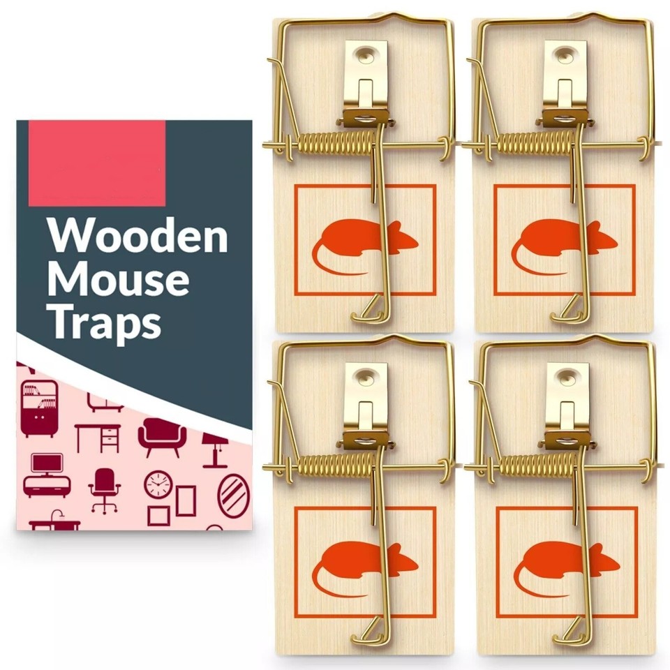2 Wooden Mouse Traps Traditional Mice Rodent Pest Control Trap Reusable ...