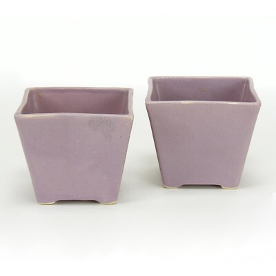 Zane Pottery Co Peters & Reed pair 4" square planters vases matte ...