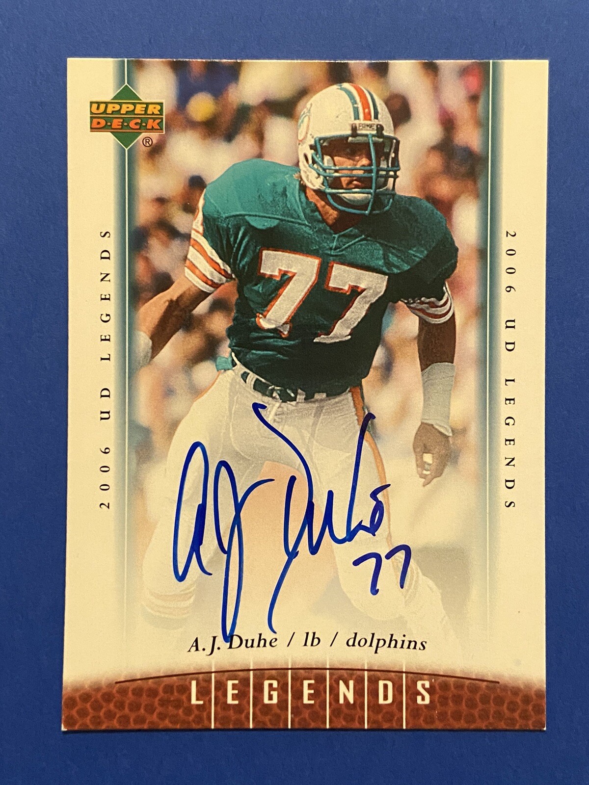 A.J. DUHE Signed 2006 UD Legends #56 Miami Dolphins LSU Tigers ...