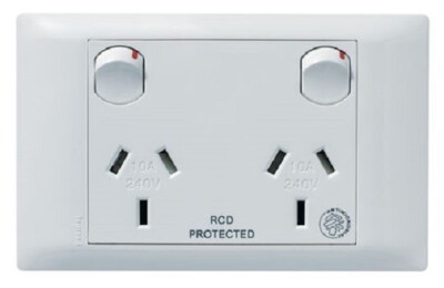 Legrand EXCEL LIFE DOUBLE POWERPOINT 10A 240V Horizontal, RCD Protected ...