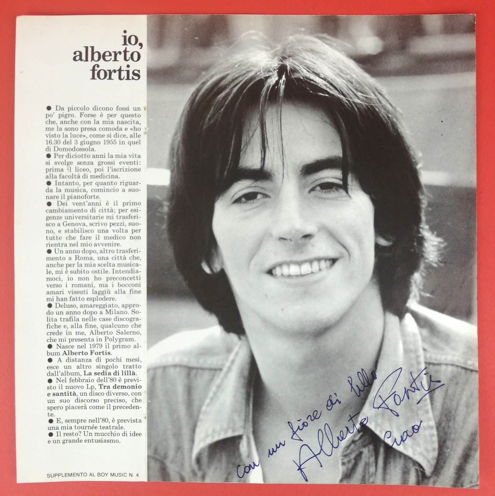 I Alberto Fortis - Photo with Autograph (Printed) - Supplement to the ...