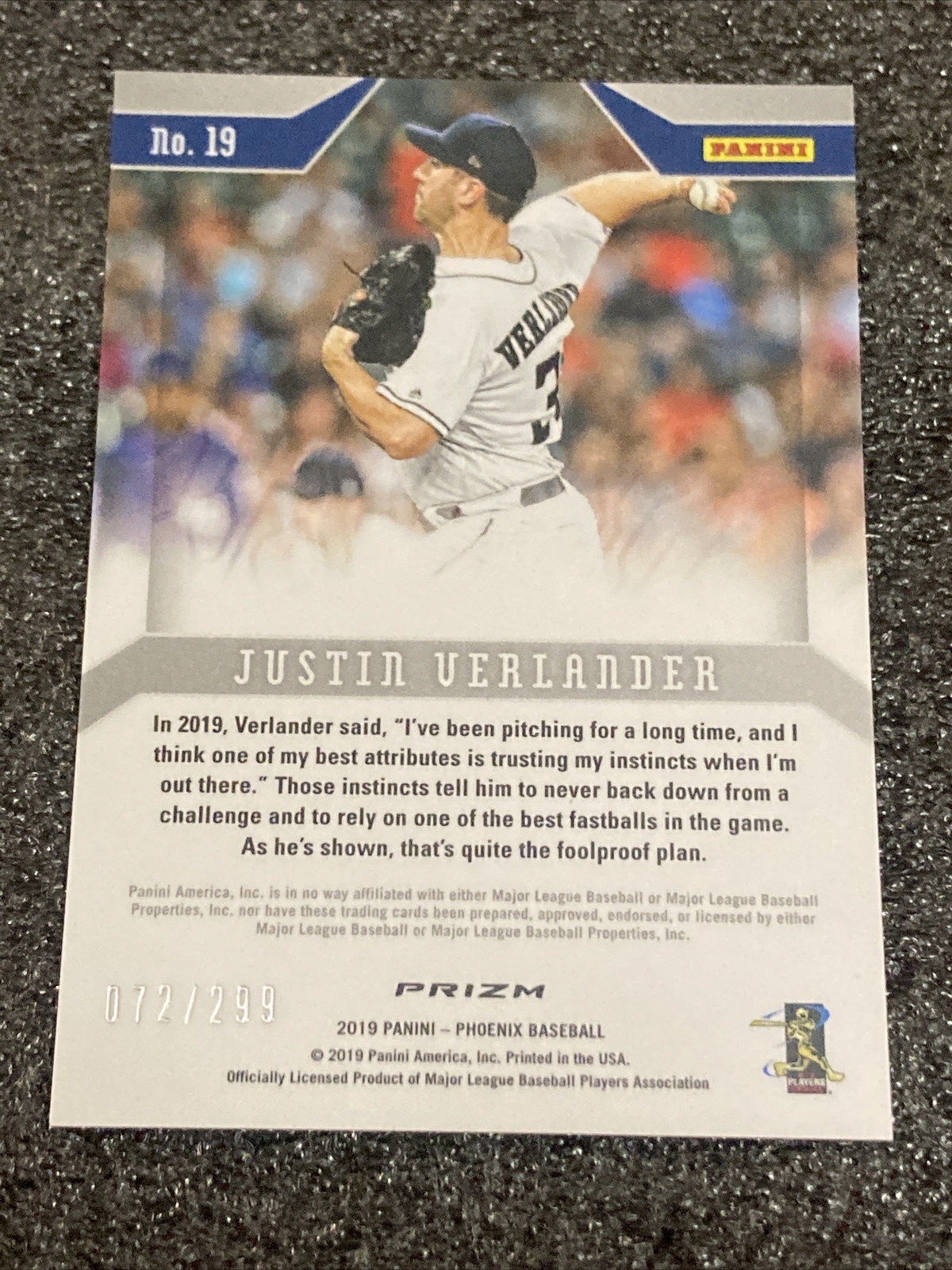 2019 Panini Chronicles - Phoenix Hyper #19 Justin Verlander /299 for ...