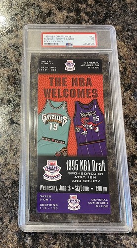 1995 NBA Draft Ticket Toronto Raptors Vancouver Grizzlies PSA 7 Garnett ...