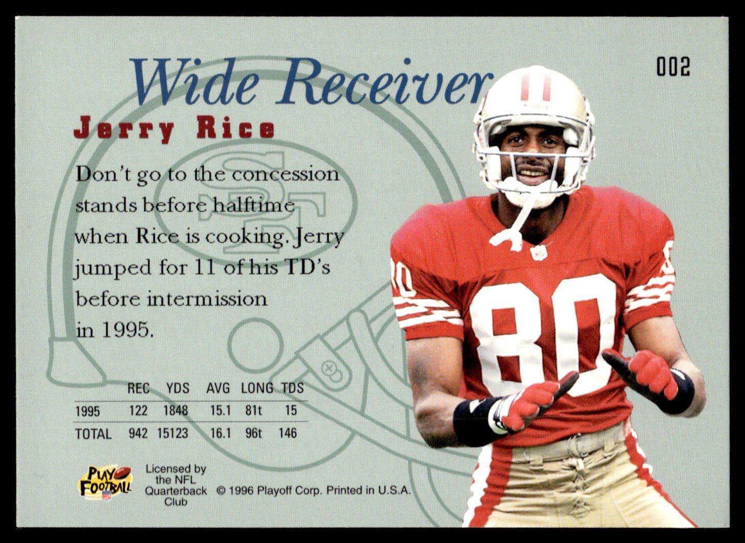 1996 Playoff Prime - #002 Jerry Rice for sale online | eBay