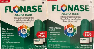 LOT OF 2 FLONASE Allergy Relief Nasal Spray, 2X144 TWIN PACK EXP-4/27 ...