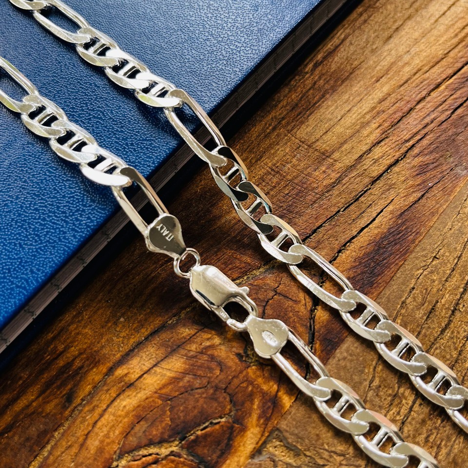 Real Solid 925 Sterling Silver Figarucci Mens Boys Chain Bracelet or ...