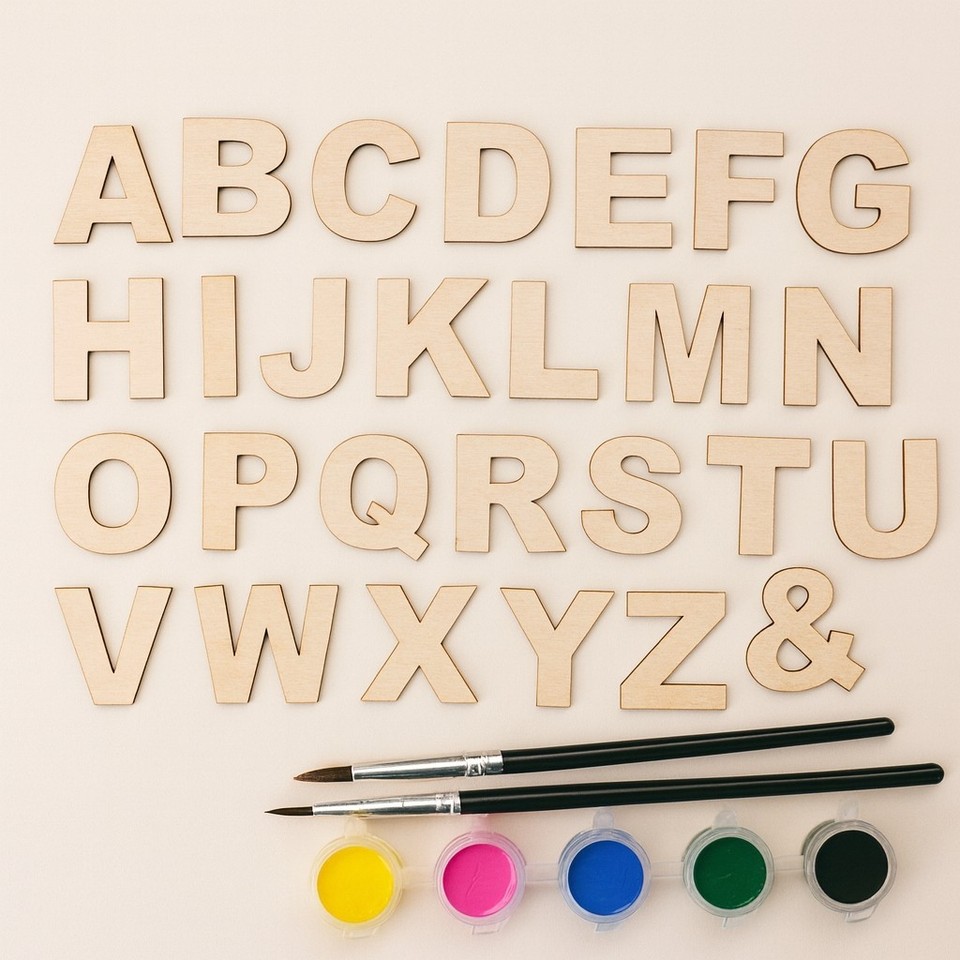 Wooden Alphabet Letters Set 130pcs Kids Craft Kit Paint Your Own ...