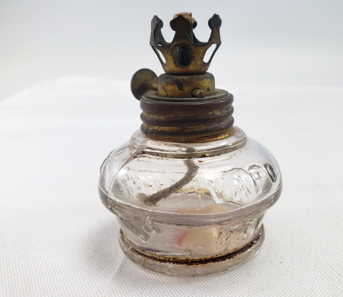VINTAGE OIL LAMP CRESOLENE VAPO GLASS KEROSENE OLD MINIATURE WORKING ...