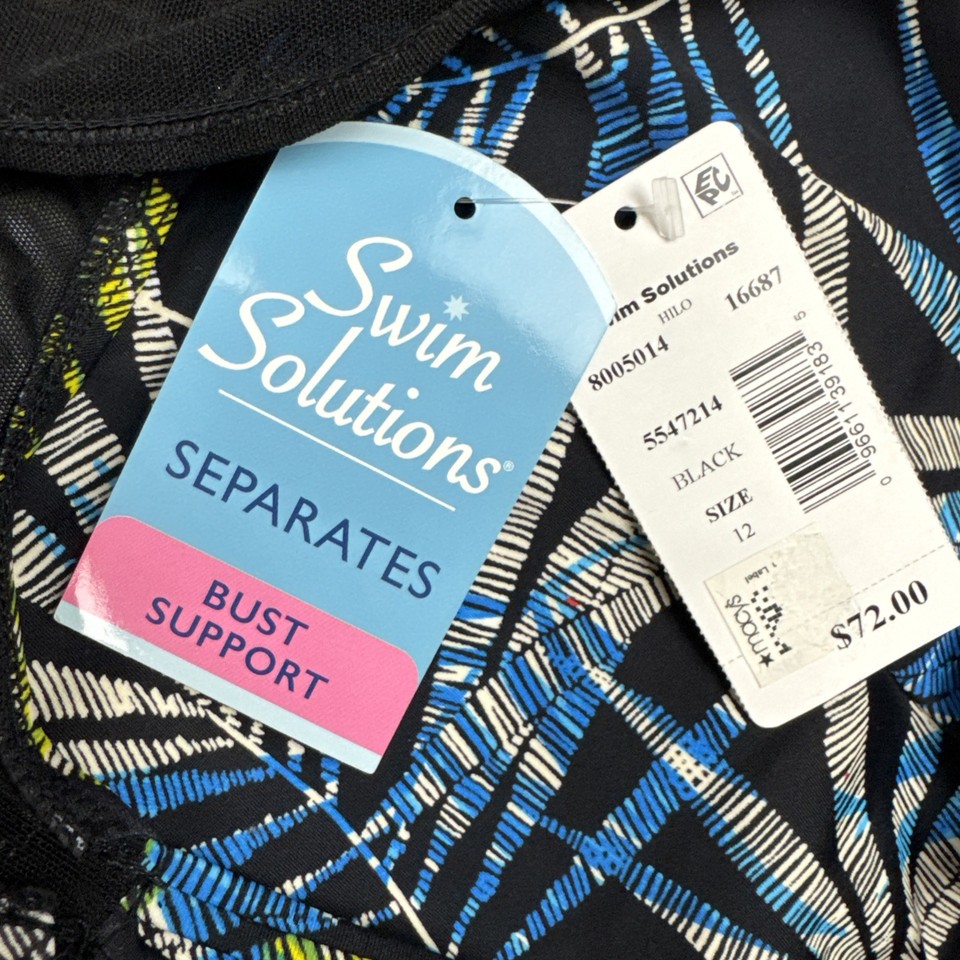 NWT Swim Solutions Separates Tankini Top Women 12 Hi Lo Bust Support ...
