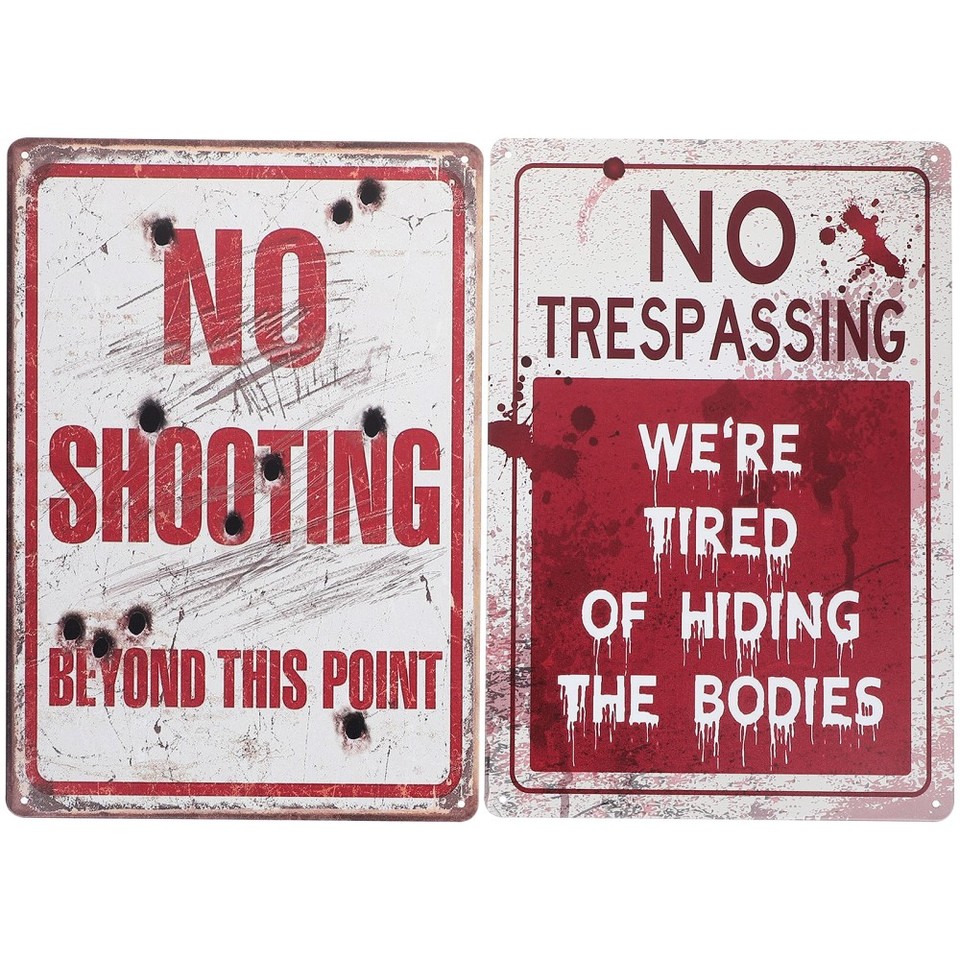 2pcs Home Use Office Use Warning Sign Board Iron Retro Caution Sign ...