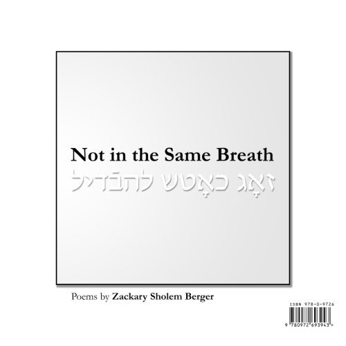 Not in the Same Breath : A Yiddish and English Book of Poetry by ...