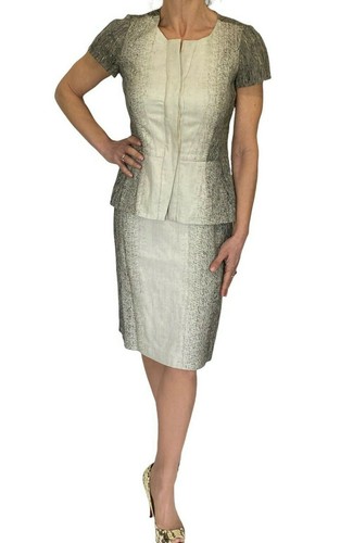 Narciso Rodriguez Silk Blend Ombre Tweed Runway Short Sleeve Skirt Suit ...