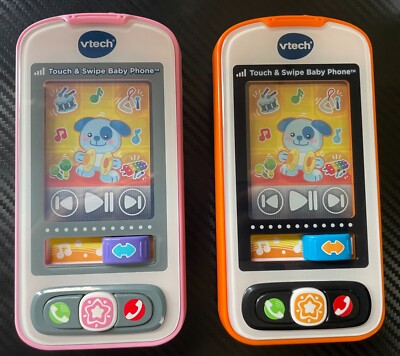 VTech Touch and Swipe Cell Phone Educational Learning orange and pink ...