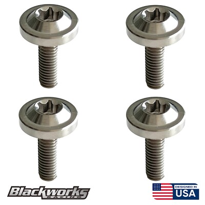 4 TITANIUM SILVER LICENSE PLATE ANTI THEFT SECURITY BOLTS TORX SCREWS ...