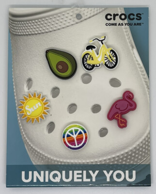 Crocs Charms Jibbitz Peace, Flamingo, Sun, Avocado, Bike 5 pack Brand ...