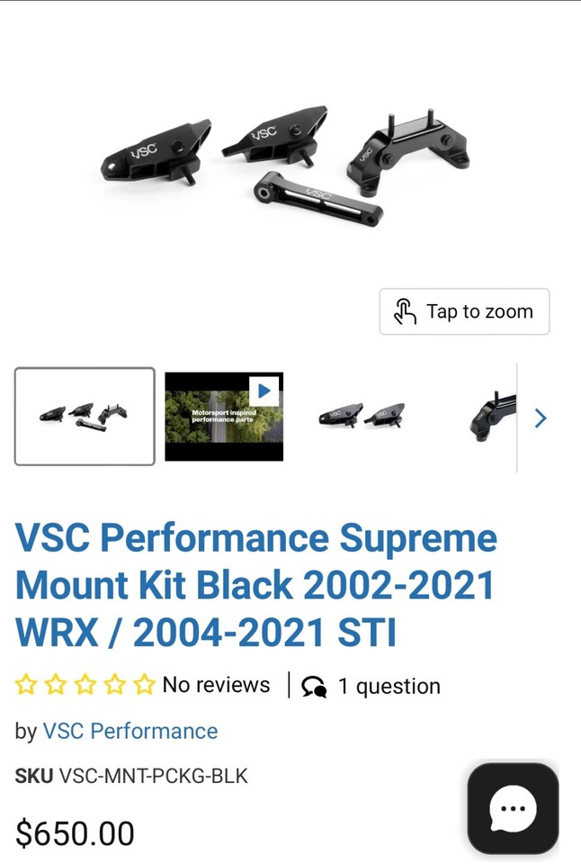 VSC Performance Supreme Mount Kit 2002-2021 WRX/ 2004-2021 STI Motor ...